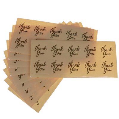 100Pcs DIY Gilding Gold Heart Thank You Handmade Cake Packag