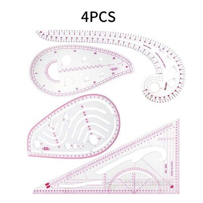 4Pcs Plastic DIY Sewing Ruler French Curve Measuring Templat