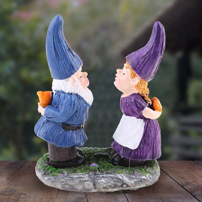 Garden Gnome Statue Hand-Painted Gnome Couple Swedish Tomte