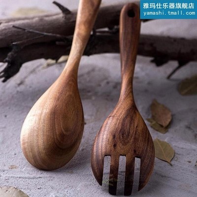 Wooden Spoon Salad 适用于k Large Serving Spoon Set Wood Long