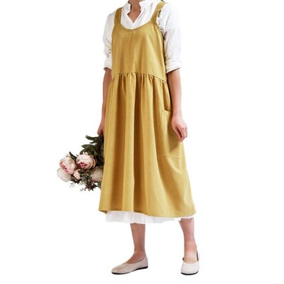 Cooking Kitchen Apron 适用于 Woman Female Bib Cotton Linen D