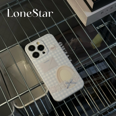 LoneStar原创少女来信格纹磨砂imd印花软壳适用苹果17promax全包手机壳