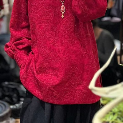 米米店26年早春腰果花刺绣圆领棉麻混纺小衫YS163-G303