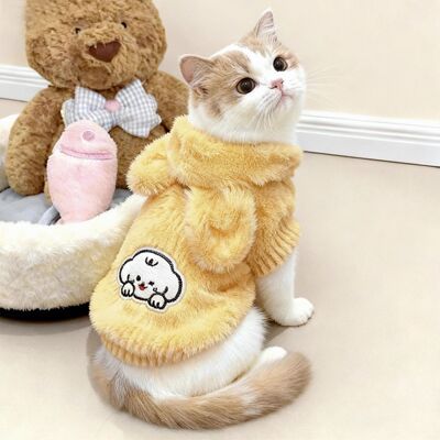 宠物猫咪衣服秋冬保暖加绒连帽卫衣布偶德文英短小猫防寒冬装棉衣