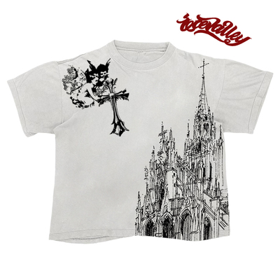 MELANIN 涂鸦黑色素刺青 天使线稿小众印花圆领短袖宽松情侣T恤