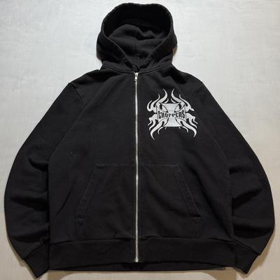 MELANIN 黑色素刺青黑色系火焰插画街头滑板古着朋克青年连帽卫衣