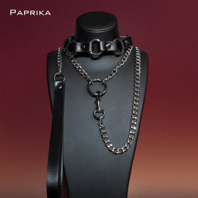 项圈颈带牵引绳铃铛choker黑色颈环脖圈 定制刻字
