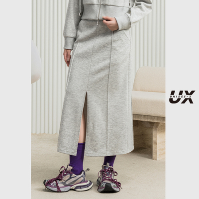 UX 2025春秋新款 灰色卫衣半身裙女 时尚通勤百搭裙