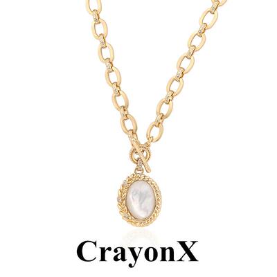 意式古巴天然贝母吊坠项链