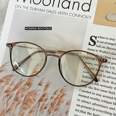 【限时清仓】Nomina书呆子冷茶色超轻近视眼镜高级感平光素颜镜框