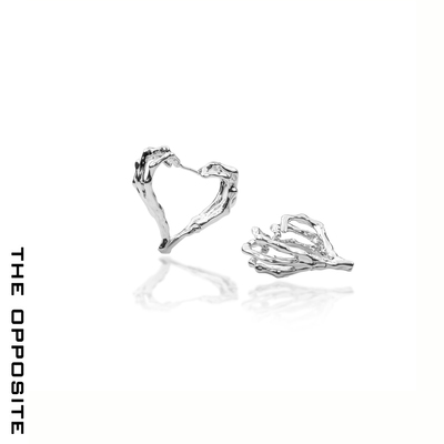 镜相TO三爪镂空爱心耳环大耳圈银