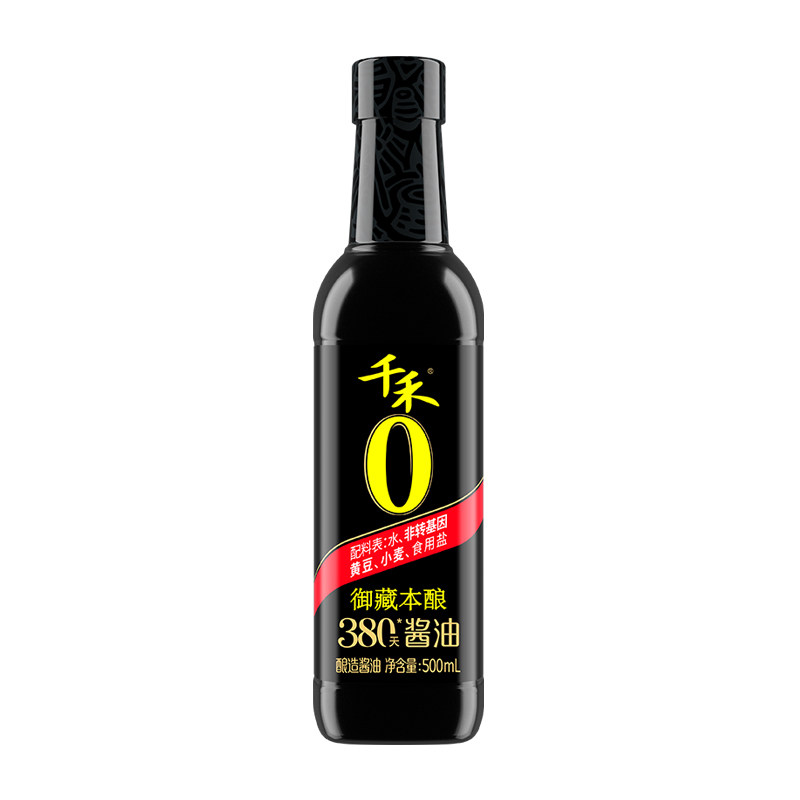 千禾380天500ml装酿造酱油特级生抽家用调味零添加防腐剂调味品