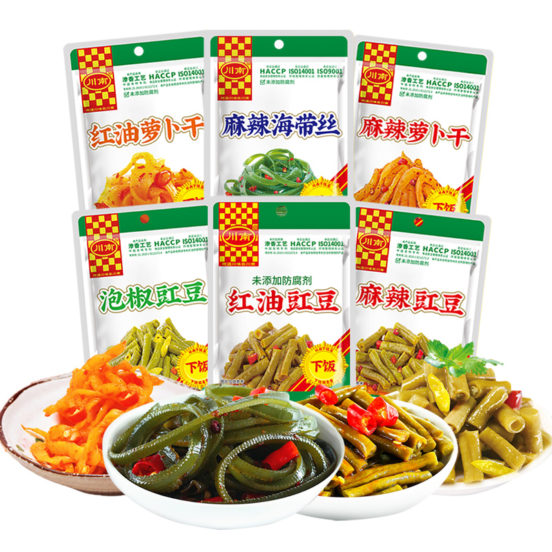 川南麻辣萝卜干81g*10袋红油泡椒酸豇豆角下饭菜海带丝榨菜酱腌菜-天天券