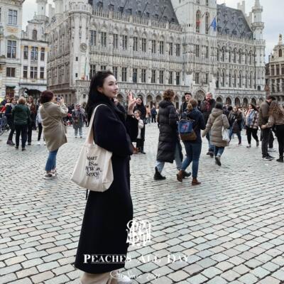 du家羊绒高领暗夜蓝大衣外套