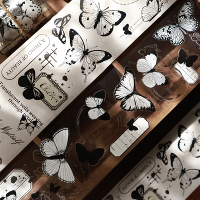 手账轻复古打底蝴蝶切模胶带贴纸