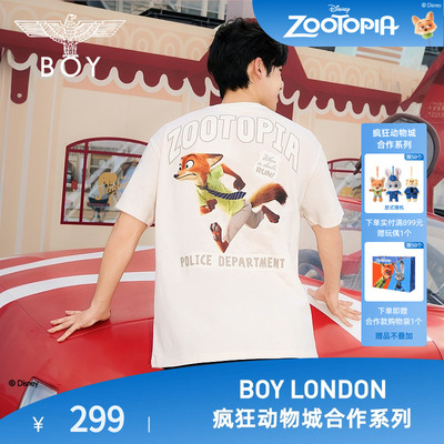 【迪士尼疯狂动物城合作】BOYLONDON春季短袖T恤尼克印花N01370