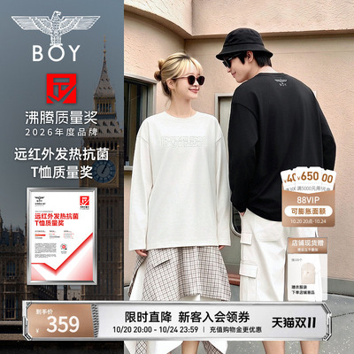 【伦敦曜钻】BOYLONDON圆领长袖T恤26秋冬男女7A抗菌上衣N00907