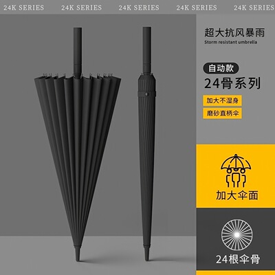 24骨长柄雨伞男士大号自动暴雨