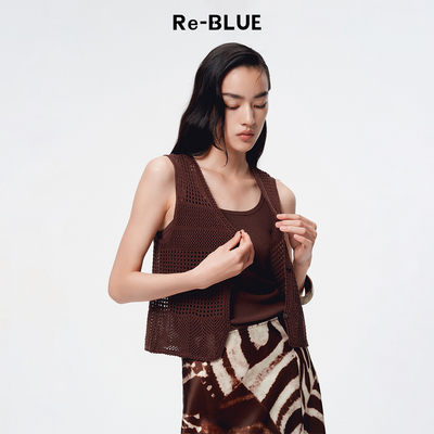 Re-BLUE轻奢慵懒钩针肌理感开衫
