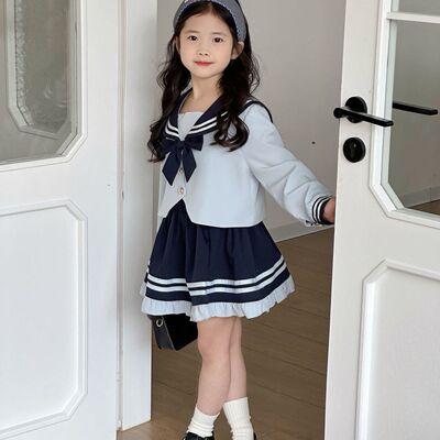 2025春秋新款儿童洋气海军JK套装jk女童百褶裙学院两件套