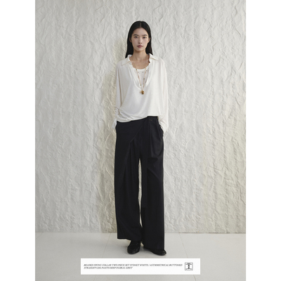 CONCISE-WHITE简白26春夏新款钉珠荡领两件套