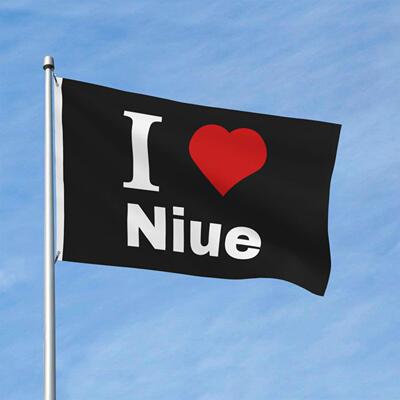 旗帜 I love Niue Flag 3x5 Ft室内户外装饰挂旗数码印