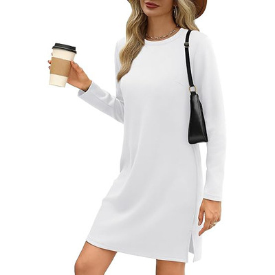 Round neck casual long sleeved dress   圆领休闲长袖连衣裙