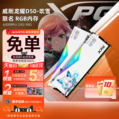 威刚XPG D300G龙耀DDR5内存条6000Mhz台式机电脑24G/48G吹雪灯条