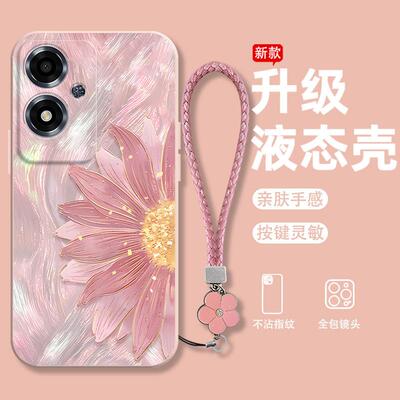 鎏金花朵适用OPPOA2M手机壳A5 5G潮流A2Pro新款时尚女a1pro液态硅胶镜头全包防摔软壳小清新文艺超薄保护套