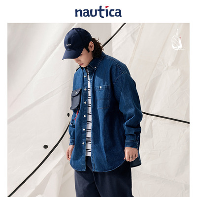 nauticawhitesail牛仔长袖衬衫