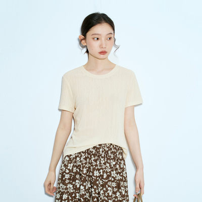 indiciaF2B5TX303C专柜正品标记女装极简纯色百搭T恤短袖吊牌339