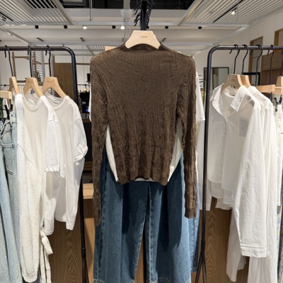 indiciaF2D4ZZ680C专柜正品标记女装褶皱肌理感羊毛打底衫吊牌589