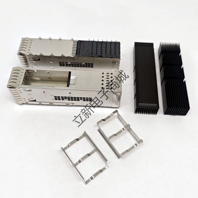 QSFPDD光笼子 2×1Cage 压接式灯孔 插槽屏蔽罩  散热器高38.6