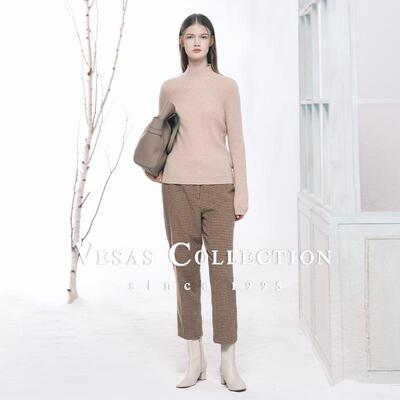 新款时尚经典色织小格子休闲裤