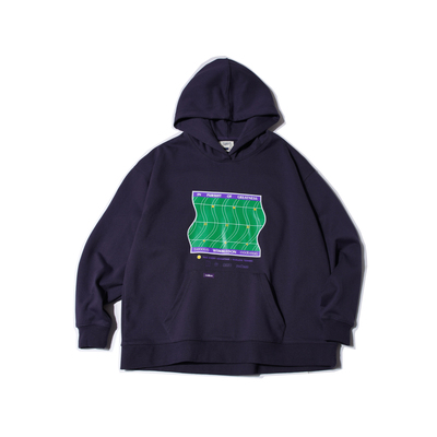 rodless重磅450g网球印花宽松情侣帽衫卫衣秋冬加厚纯棉落肩宽松