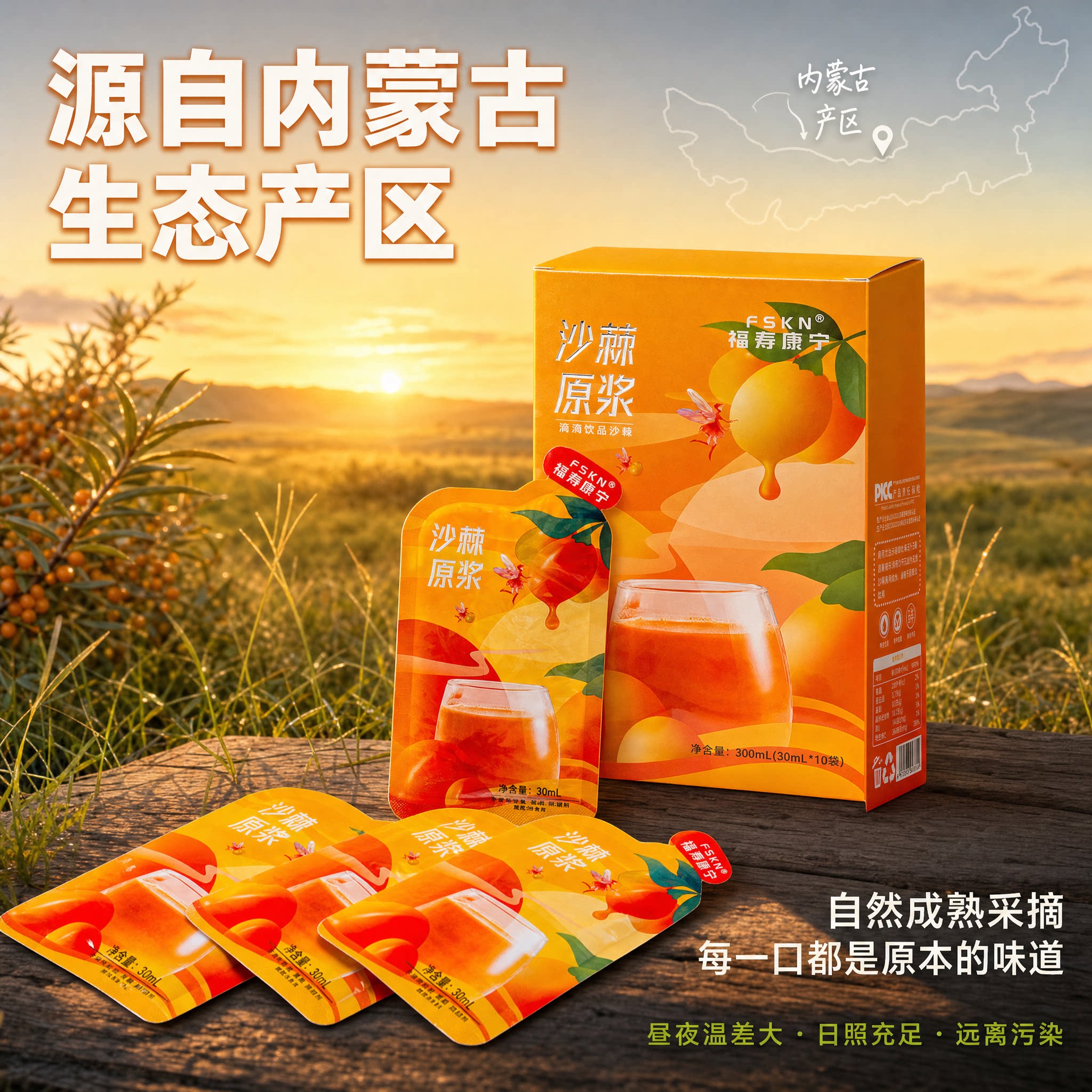 沙棘原浆内蒙小果鲜榨正品沙棘汁原浆官方旗舰店含沙棘果油不加糖