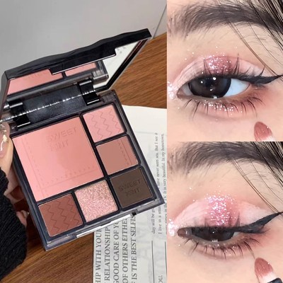 六色眼影哑光珠光细闪面部综合盘