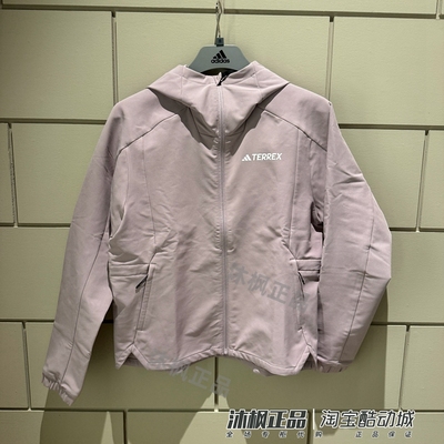阿迪达斯女春季连帽防风运动外套