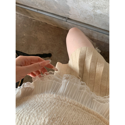 YYW汪澜的妹妹 温柔陷阱 3色百搭好穿抗起球针织百褶裙显瘦半身裙