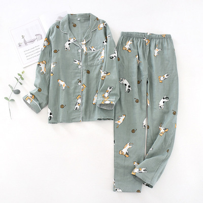 Lapel Loose Print Pajama Two-Piece Set翻领宽松印花睡衣两件套
