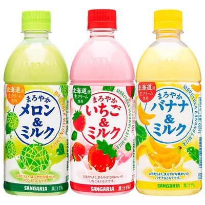 日本进口SANGARIA三佳利香蕉草莓哈密瓜牛奶味饮料三佳丽休闲饮品