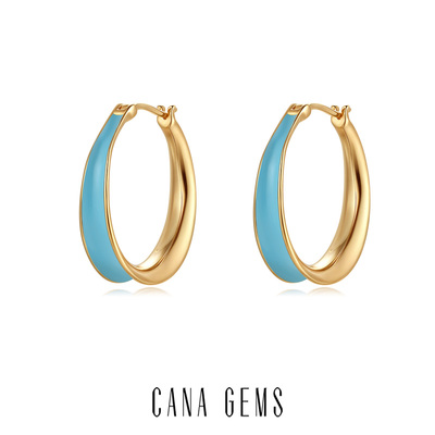 CANA GEMS PD0636 不规则珐琅耳圈  珐琅滴油法式耳饰