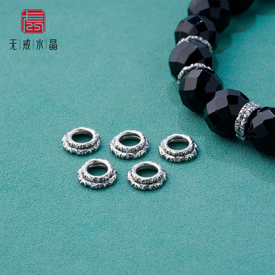 『无戒』S925纯银做旧复古8mm10mm锦鲤小鱼闭口圈银环diy银饰配件