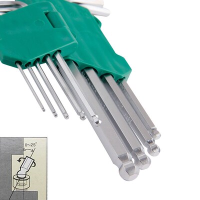 BERRYLION 9pcs Inches Hex Allen Key Set L-Shape 1/16''-3/8''
