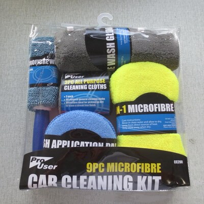 9Pcs Microfiber Car Wash Cleaning Kit Include Microfiber