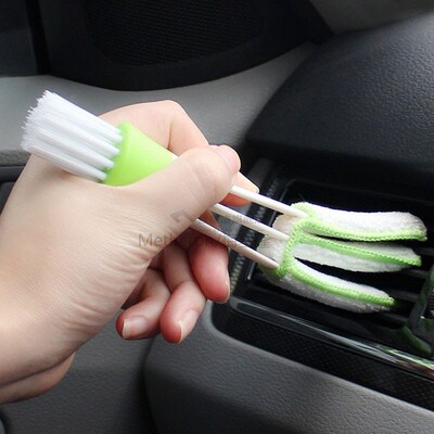 2In1 Green Car Air-conditioner Outlet Dirt Duster Cleaner Br