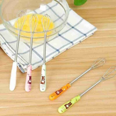 1pc Egg Beater Whisk For Milk Manual Steel Danish Dough Whis