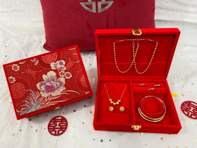 Married sanjin gold jewelry box dowry jewelry set box