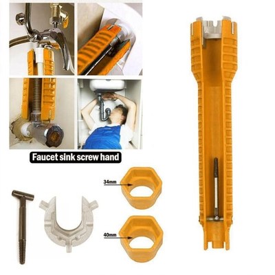 8 In 1 Flume Magic Wrench Plumbing Tools Sink Faucet Key Plu