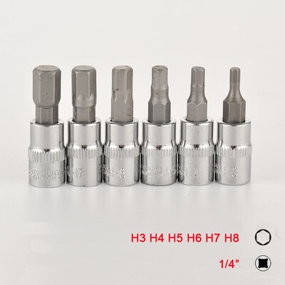 6pcs 1/4 Inch Hex Bit Socket Set  Allen Key Spline Bits H3 H